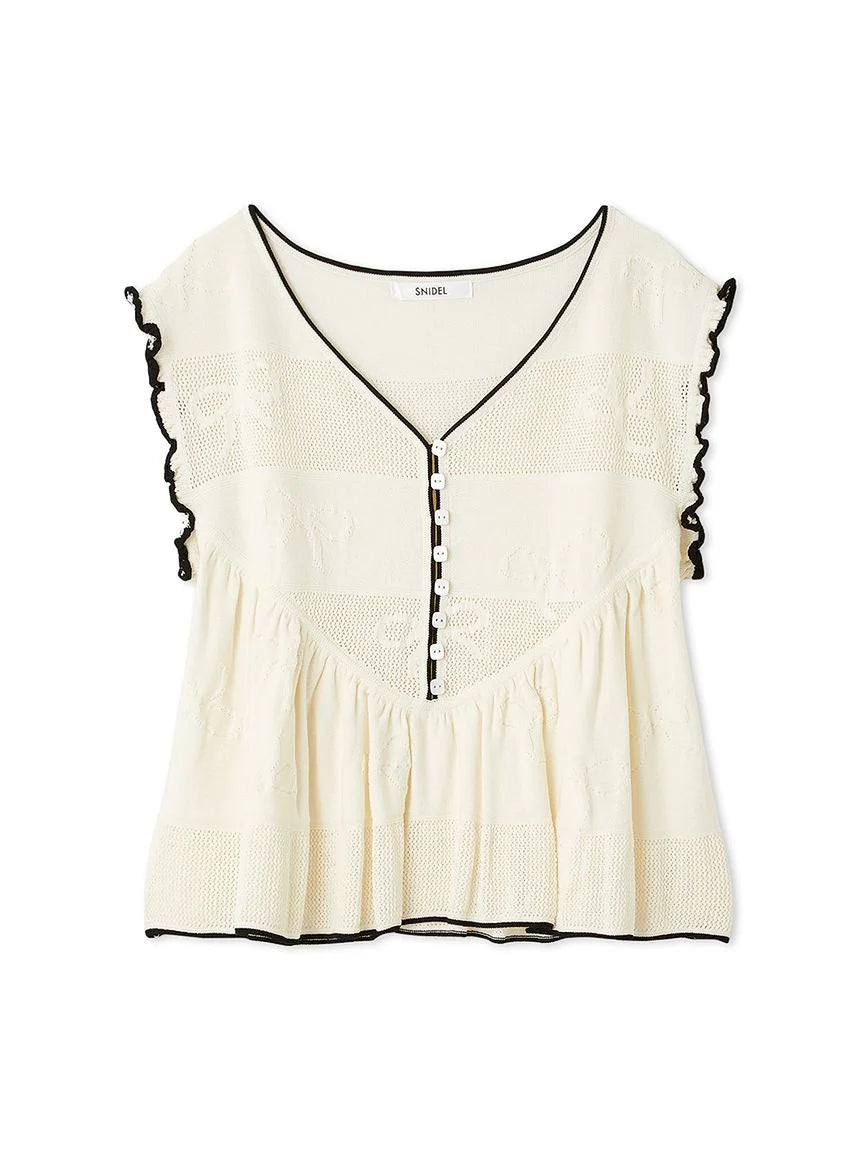 Ribbon Jacquard Knit Pullover – SNIDEL