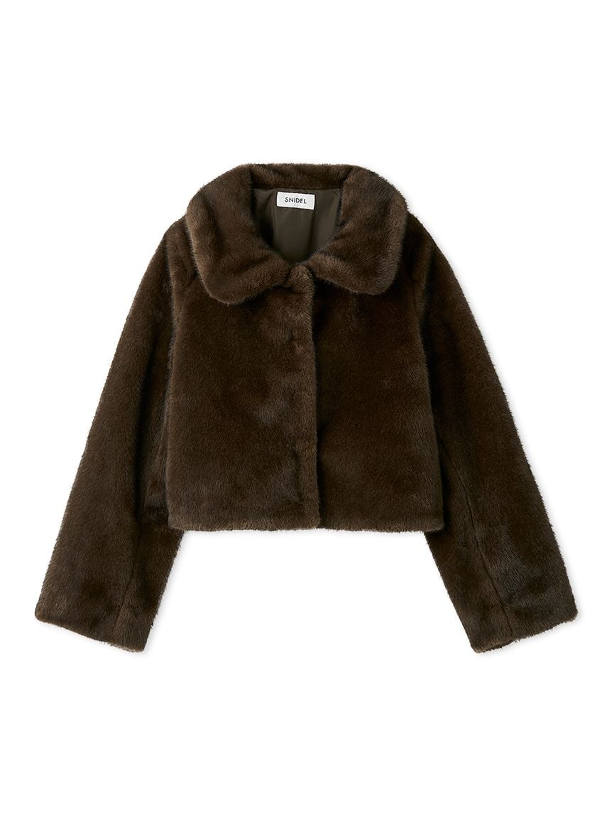 Short Stand Collar Faux Fur Coat – SNIDEL
