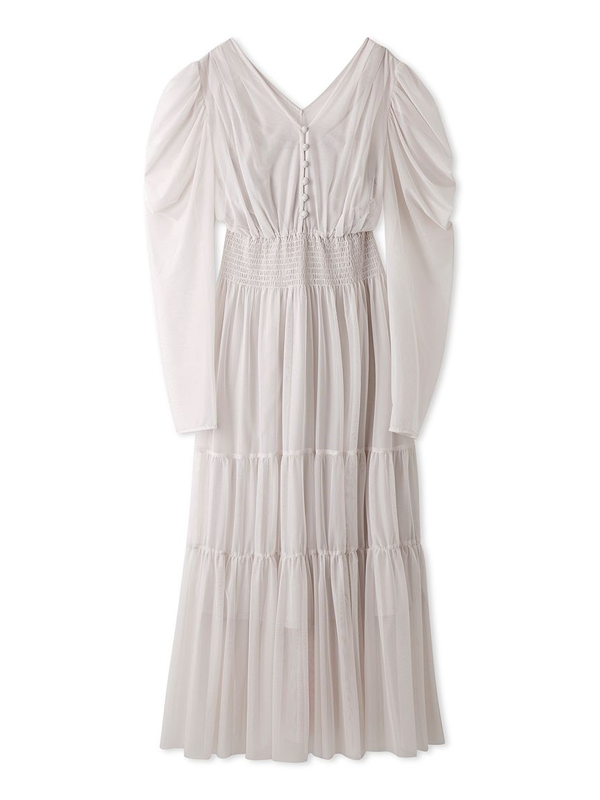 V-neck Tiered Tulle Dress – SNIDEL