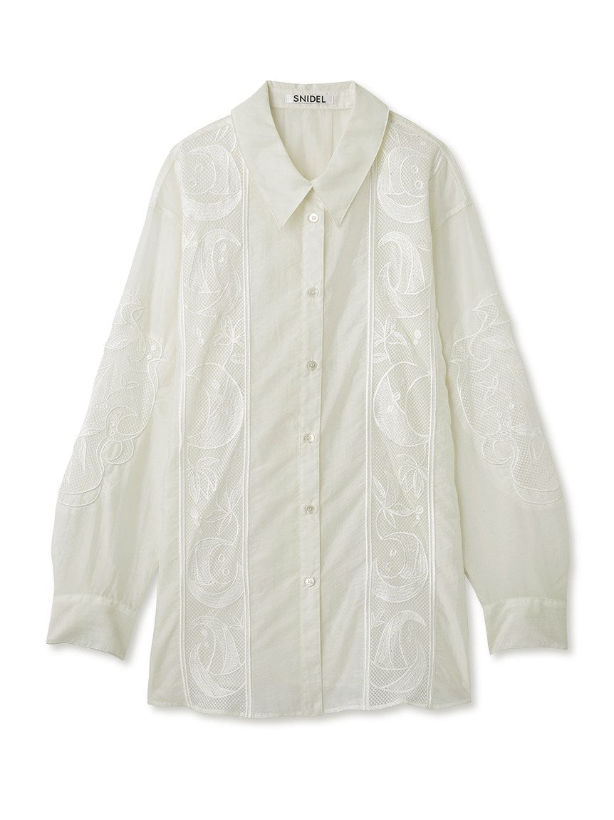 Sheer Embroidered Shirt – SNIDEL